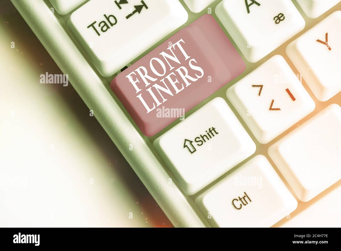 Conceptual hand writing showing Frontliners. Concept meaning most ...