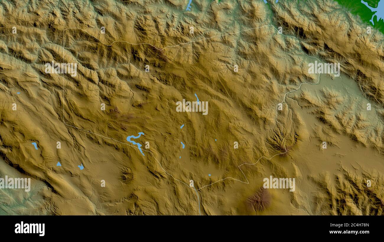 Enga, province of Papua New Guinea. Colored shader data with lakes and ...