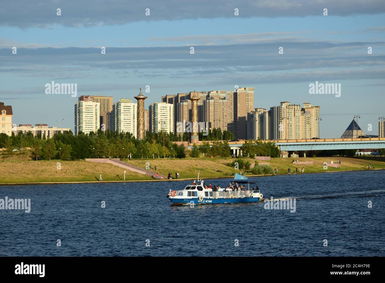 Astana (Nur-Sultan), Kazakhstan – Buildings at the ishim river in ...