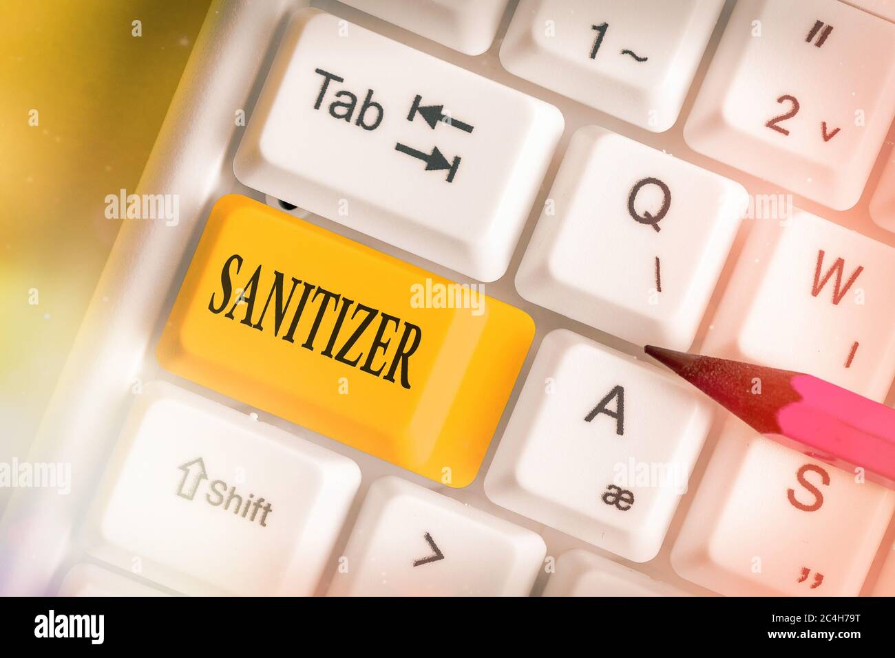 Conceptual hand writing showing Sanitizer. Concept meaning liquid or gel generally used to ...
