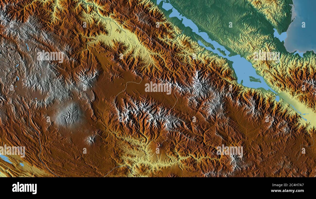 Jiwaka, province of Papua New Guinea. Colored relief with lakes and ...