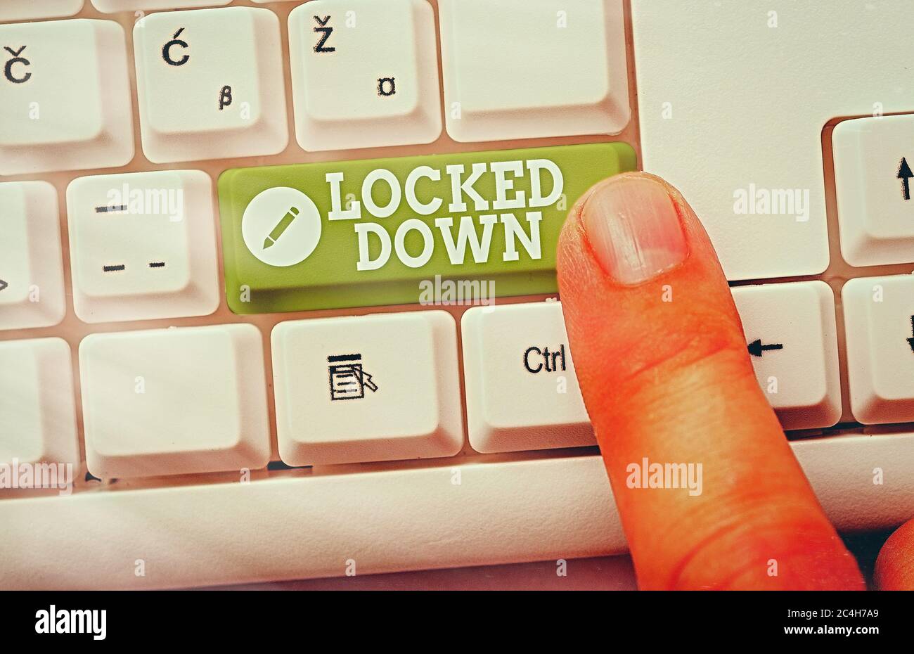 Handwriting text Locked Down. Conceptual photo emergency measure which ...