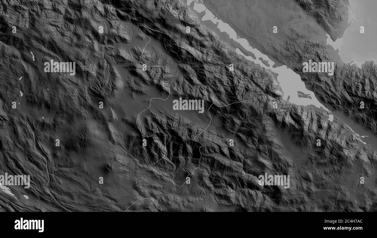 Jiwaka, province of Papua New Guinea. Grayscaled map with lakes and ...