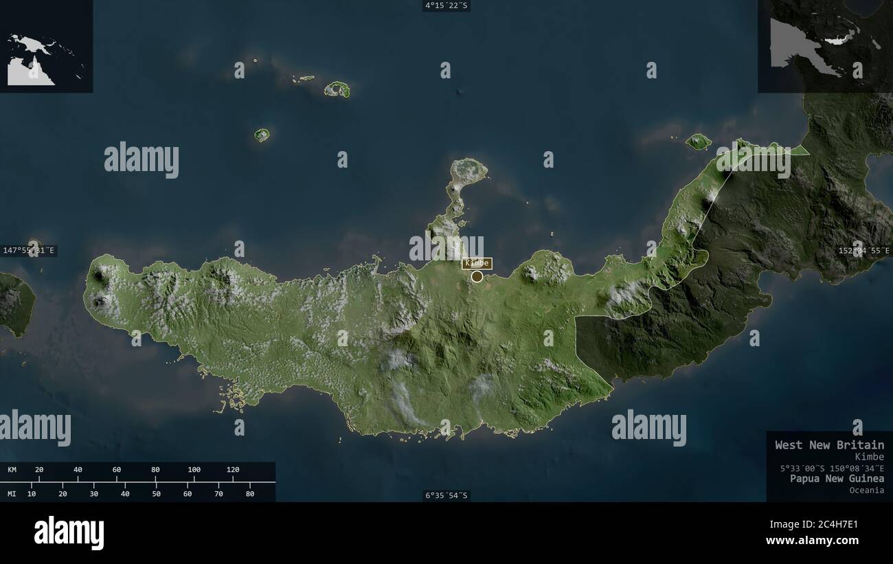 West New Britain, province of Papua New Guinea. Satellite imagery ...