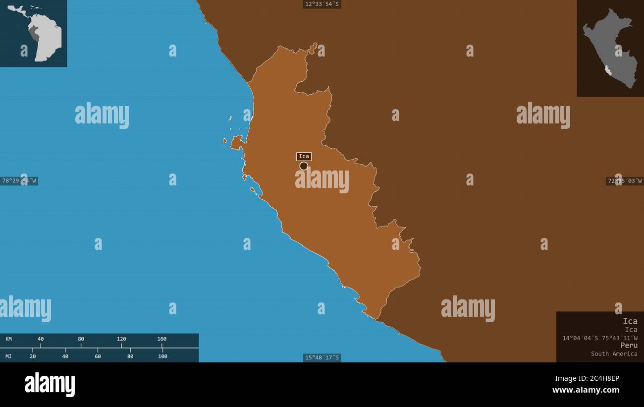 Ica, region of Peru. Patterned solids with lakes and rivers. Shape ...