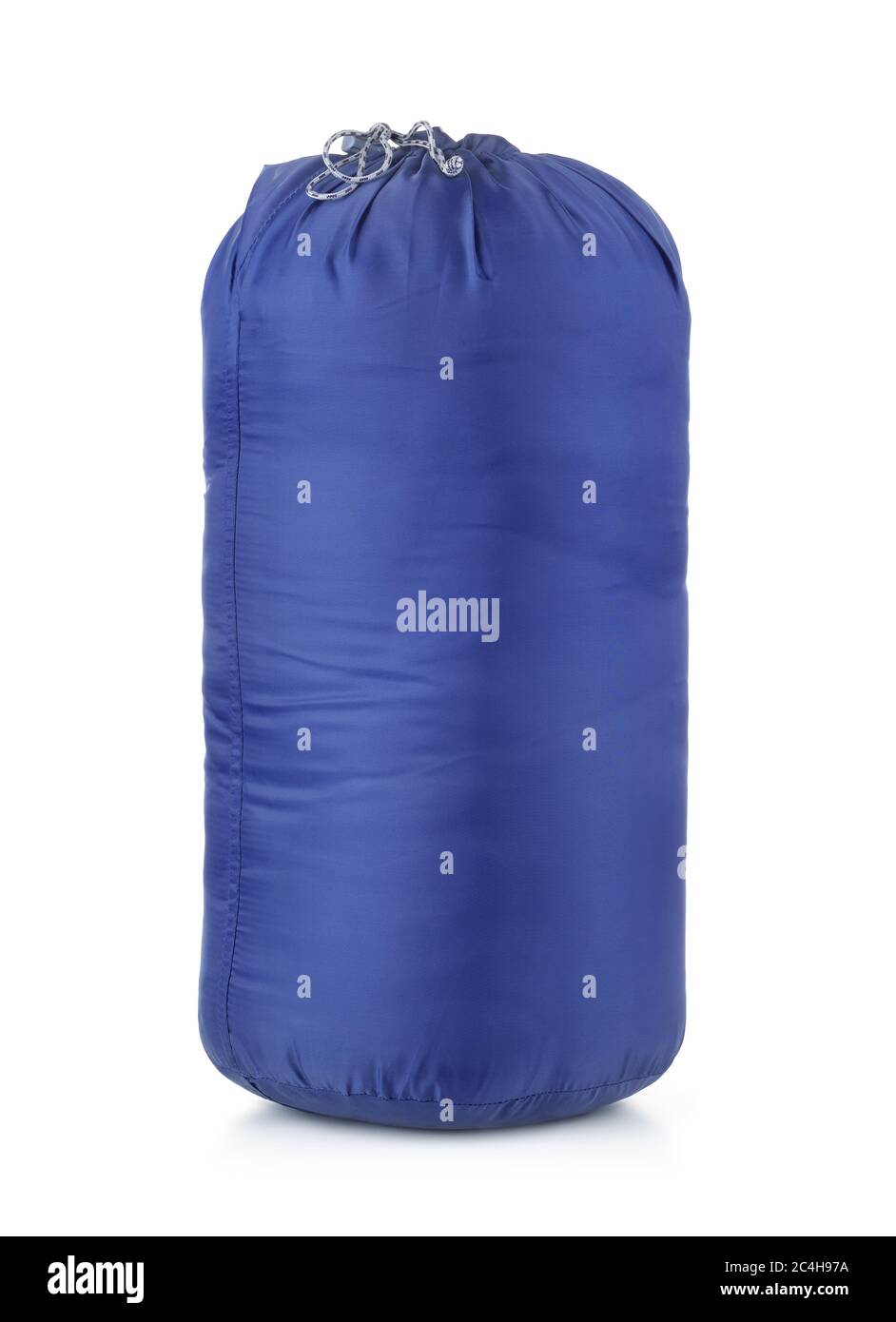 Blue packed sleeping bag isolated on white Stock Photo - Alamy