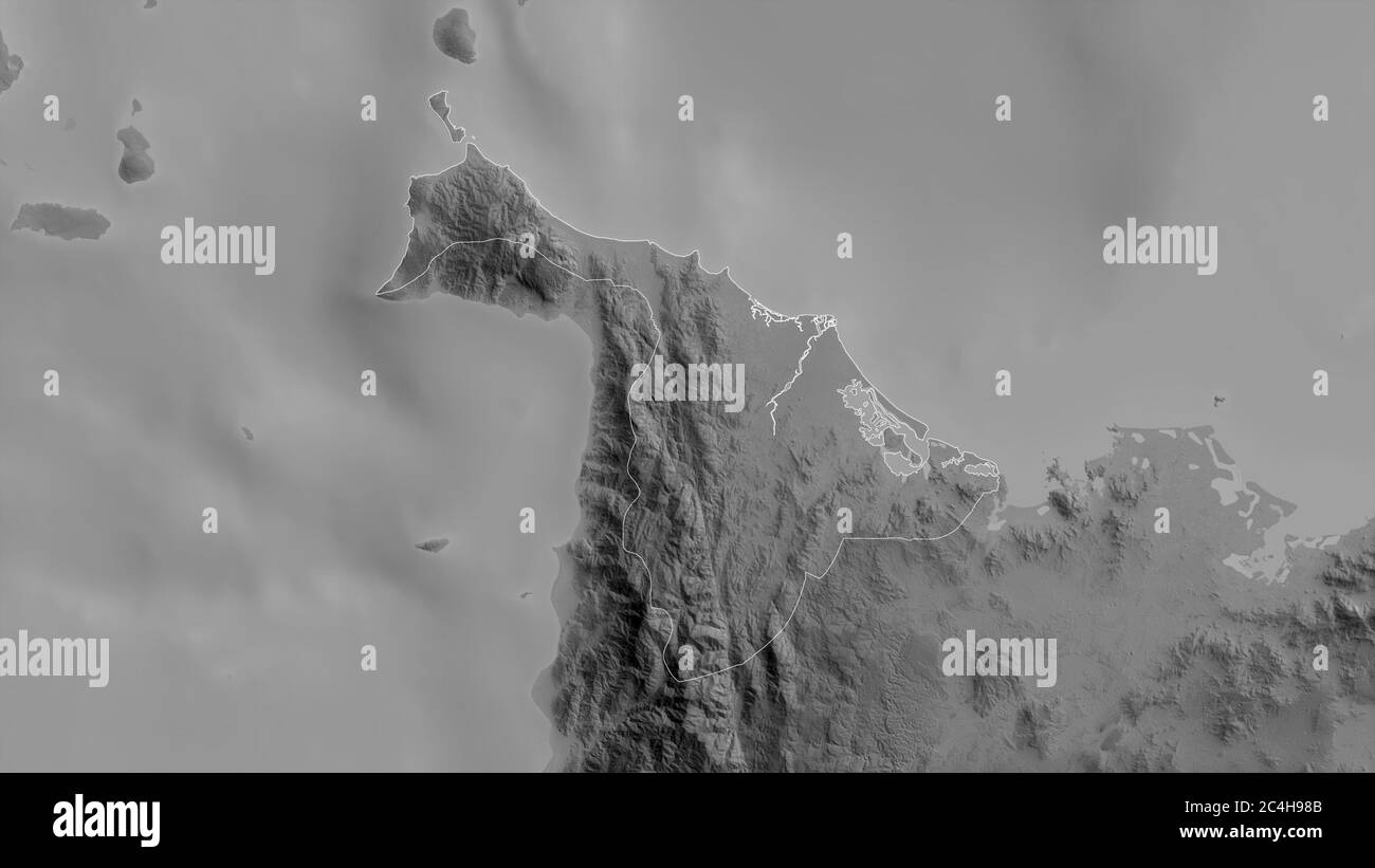 Aklan, province of Philippines. Grayscaled map with lakes and rivers ...