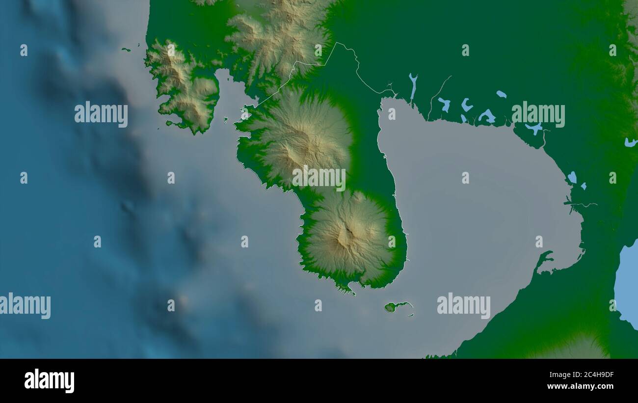 Bataan, province of Philippines. Colored shader data with lakes and ...