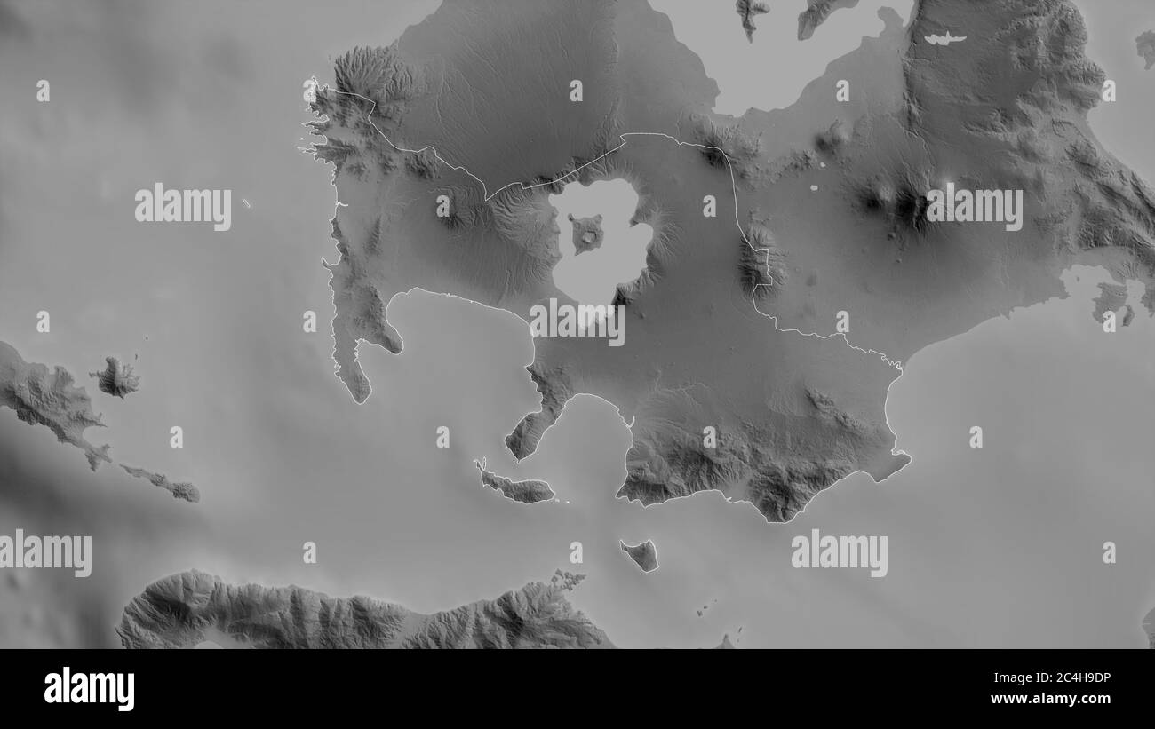 Batangas, province of Philippines. Grayscaled map with lakes and rivers ...