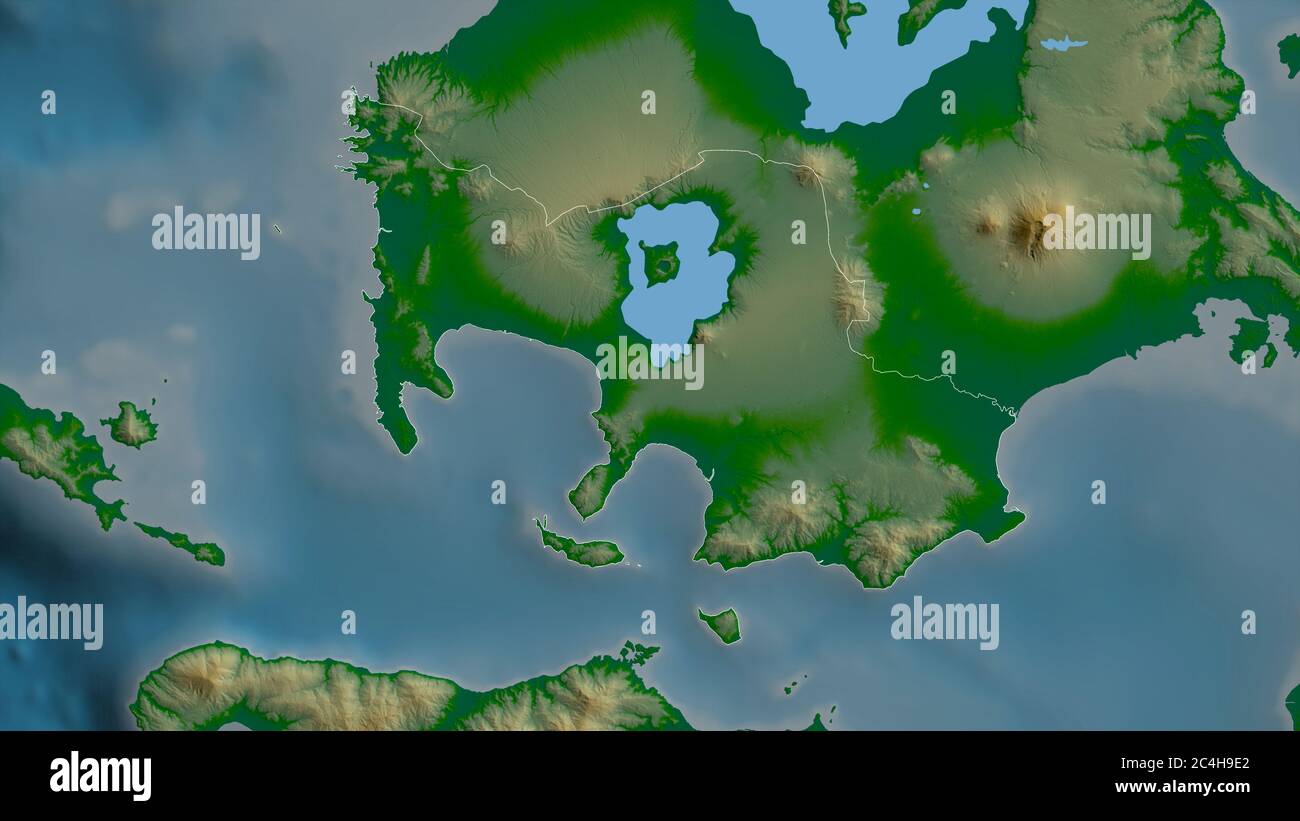 Batangas, province of Philippines. Colored shader data with lakes and ...