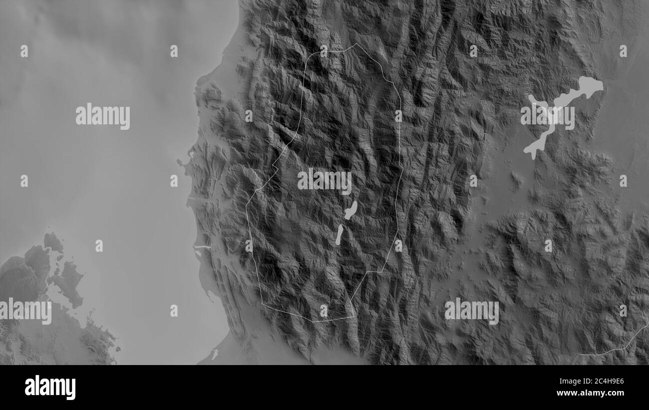 Benguet, province of Philippines. Grayscaled map with lakes and rivers ...