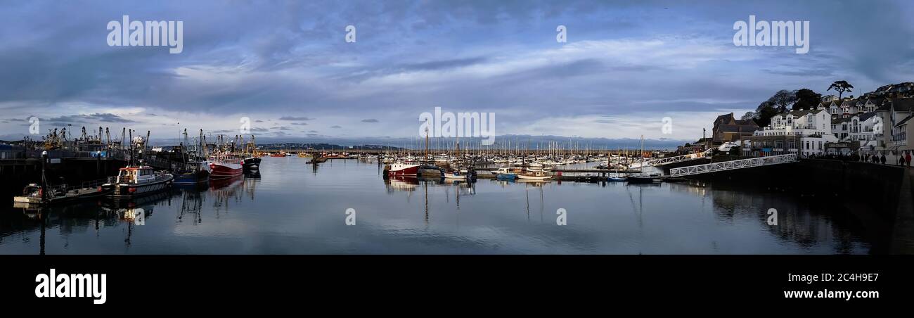 Panorama of Brixham in Torbay in Devon in England Stock Photo - Alamy
