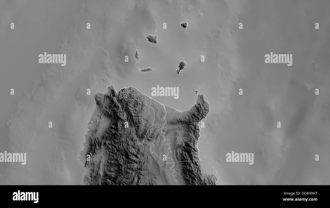 Cagayan, province of Philippines. Grayscaled map with lakes and rivers ...