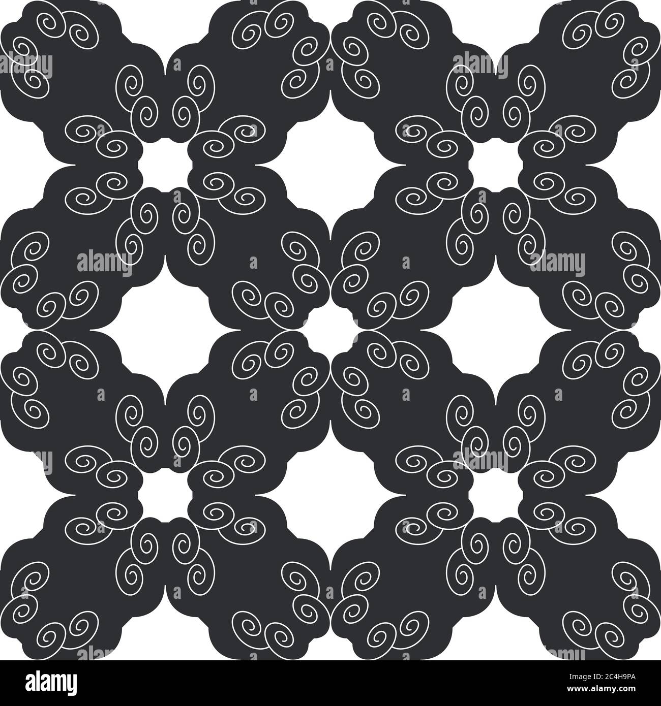 Seamless pattern with spirals. Dark grey and white. Vector Stock Vector ...