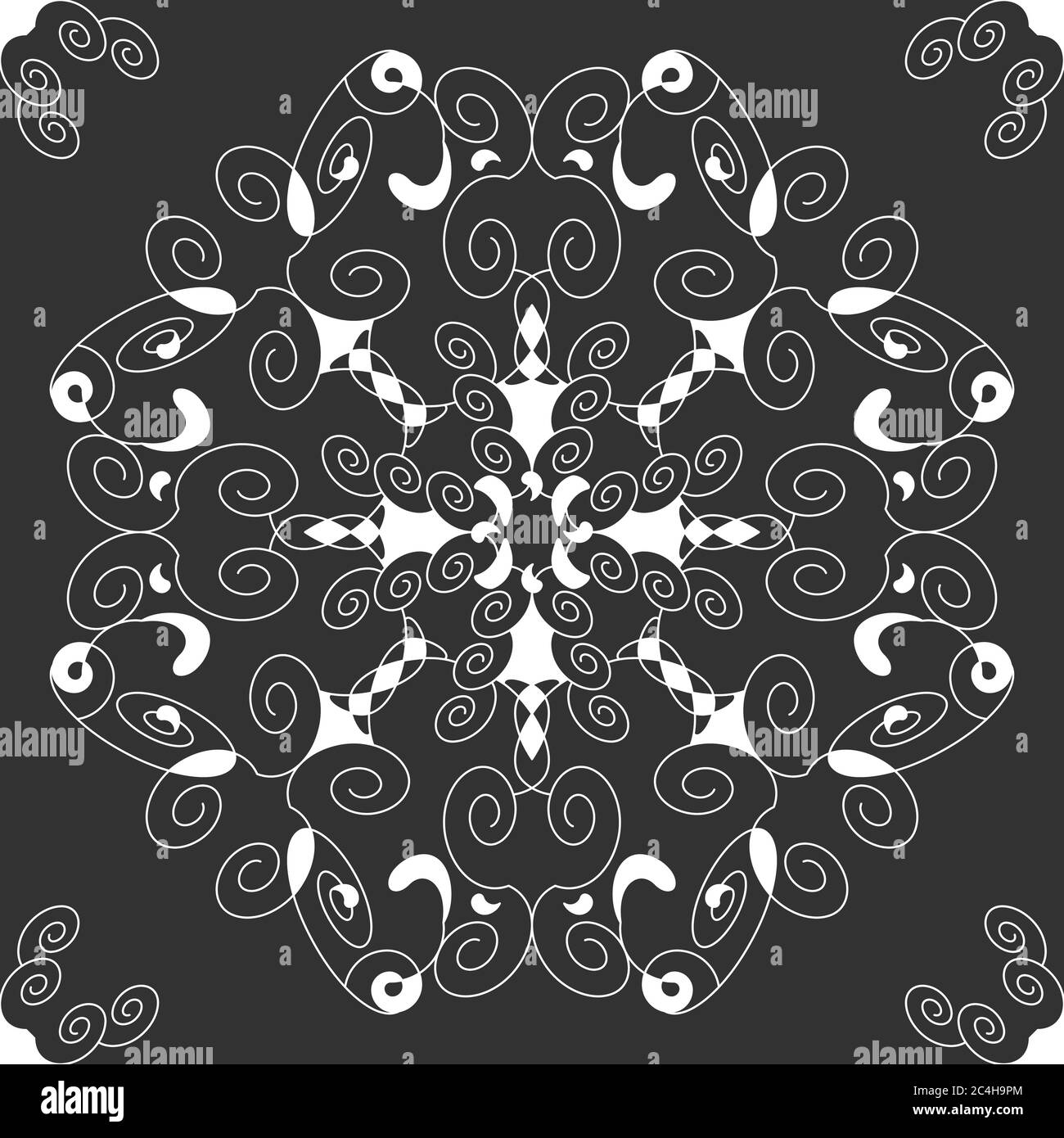 Seamless pattern with spirals. Dark grey and White. Vector Stock Vector ...