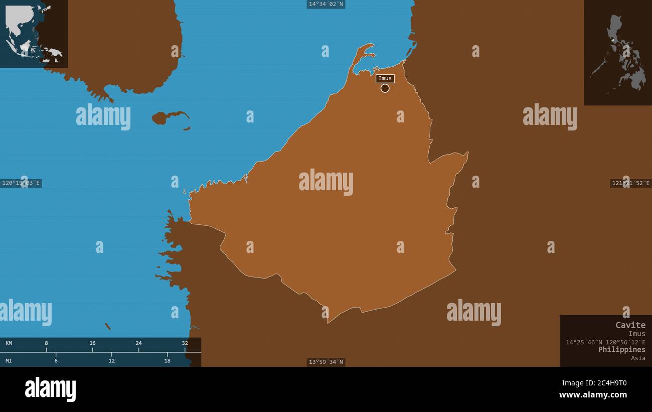 Cavite, province of Philippines. Patterned solids with lakes and rivers ...