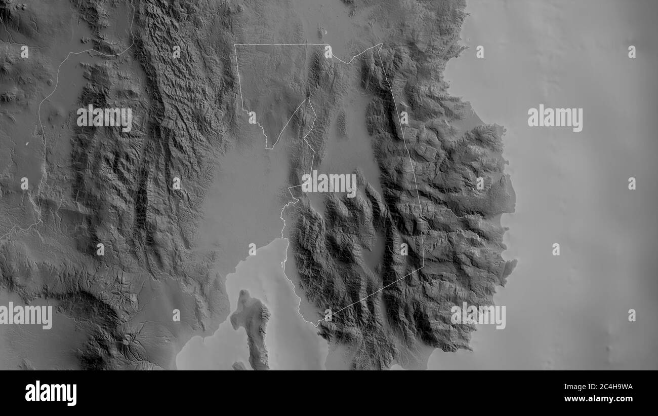 Compostela Valley, province of Philippines. Grayscaled map with lakes ...