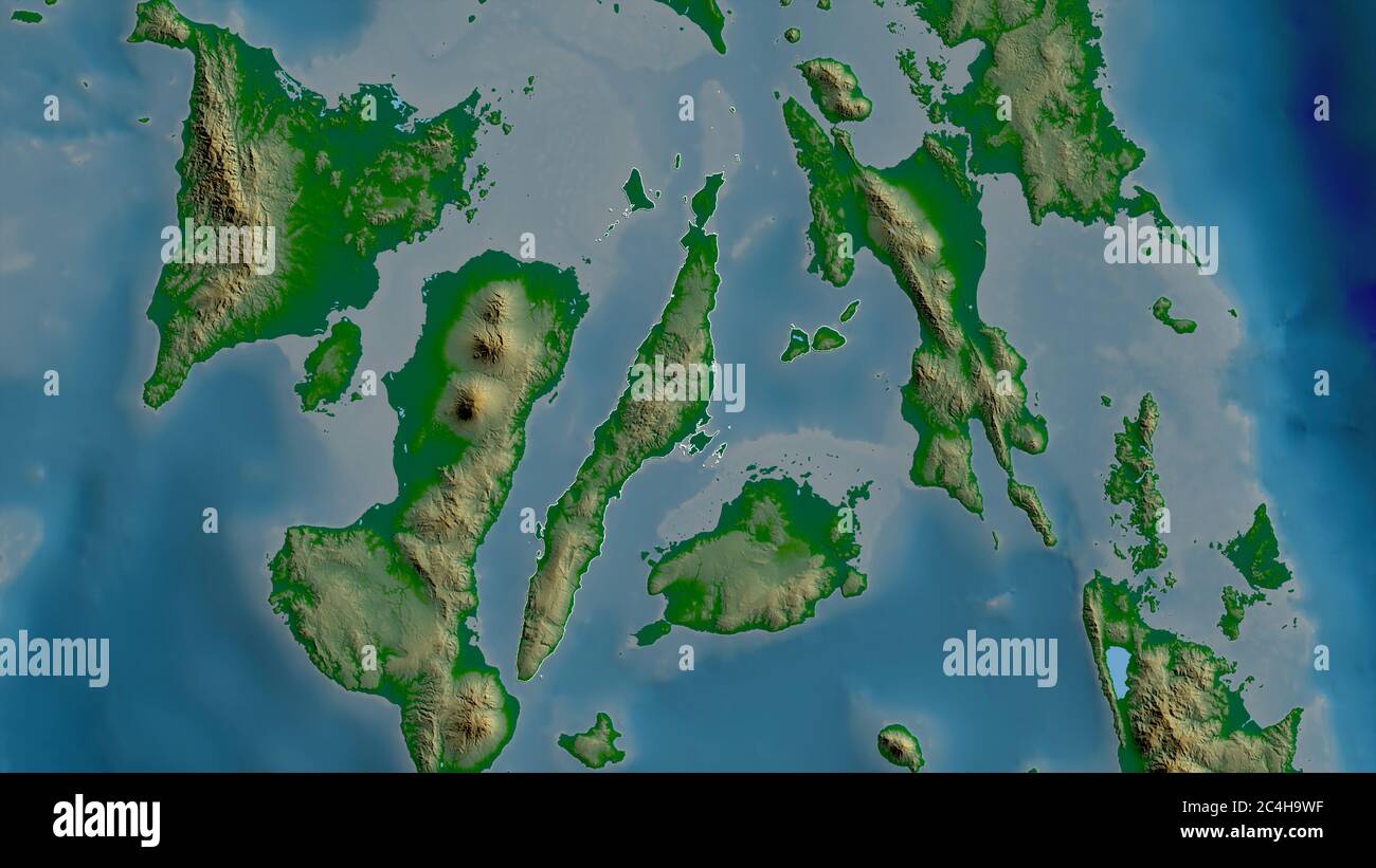 Cebu, province of Philippines. Colored shader data with lakes and ...