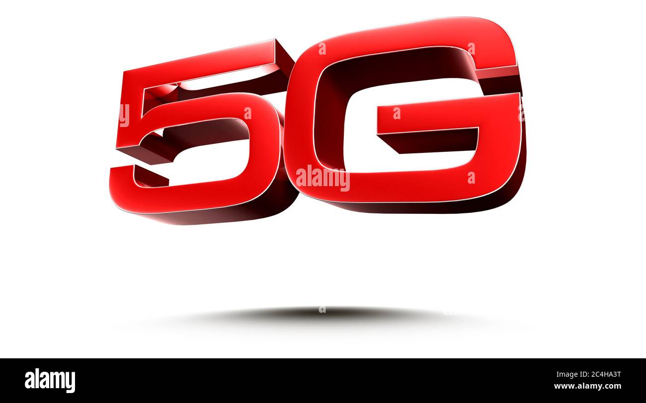 3D illustration 5G red isolated on a white background.(with Clipping ...