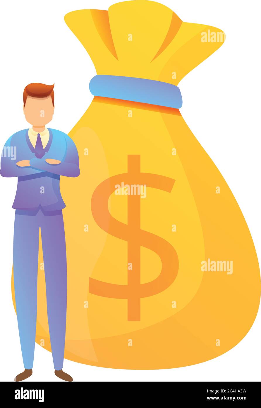 Purchasing manager money bag icon. Cartoon of purchasing manager money ...