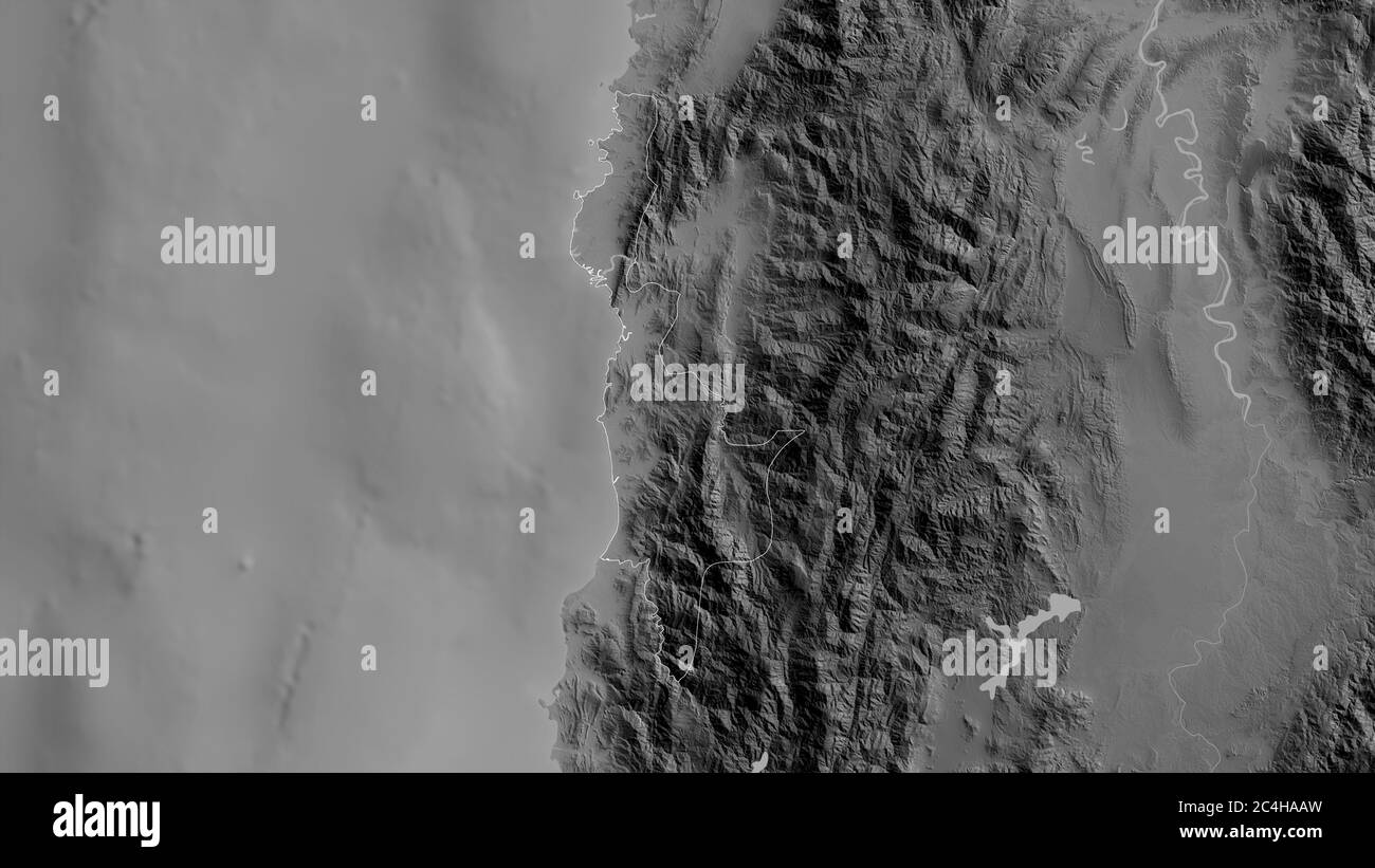 Ilocos Sur, province of Philippines. Grayscaled map with lakes and ...
