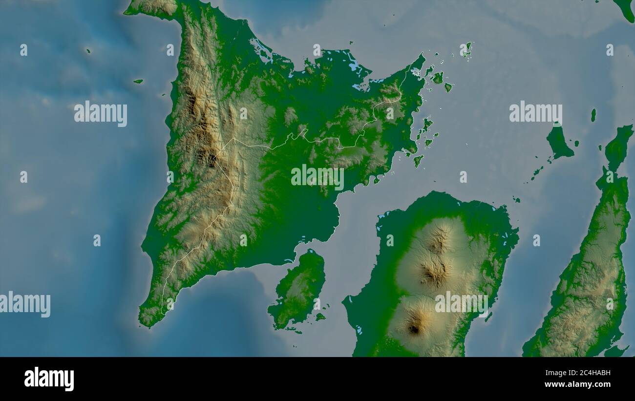 Iloilo, province of Philippines. Colored shader data with lakes and ...