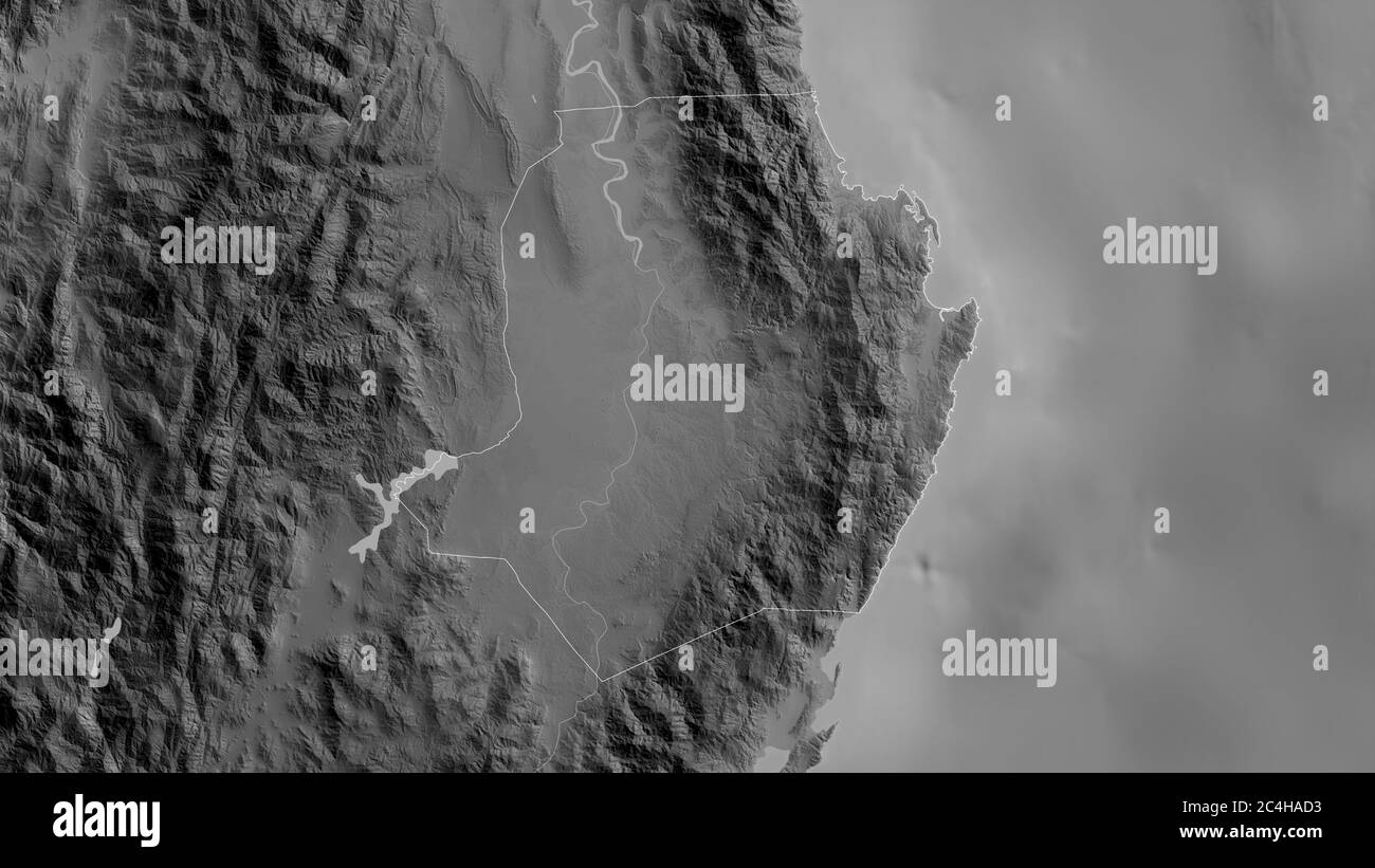 Isabela, province of Philippines. Grayscaled map with lakes and rivers ...