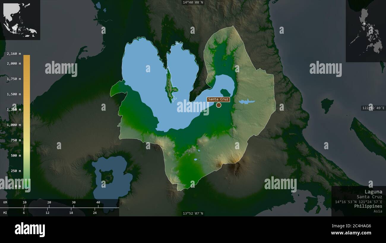 Laguna, province of Philippines. Colored shader data with lakes and ...