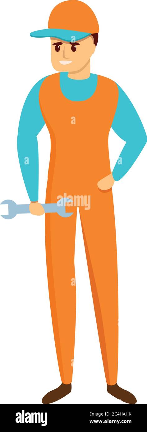 Auto mechanic with key icon. Cartoon of auto mechanic with key vector ...