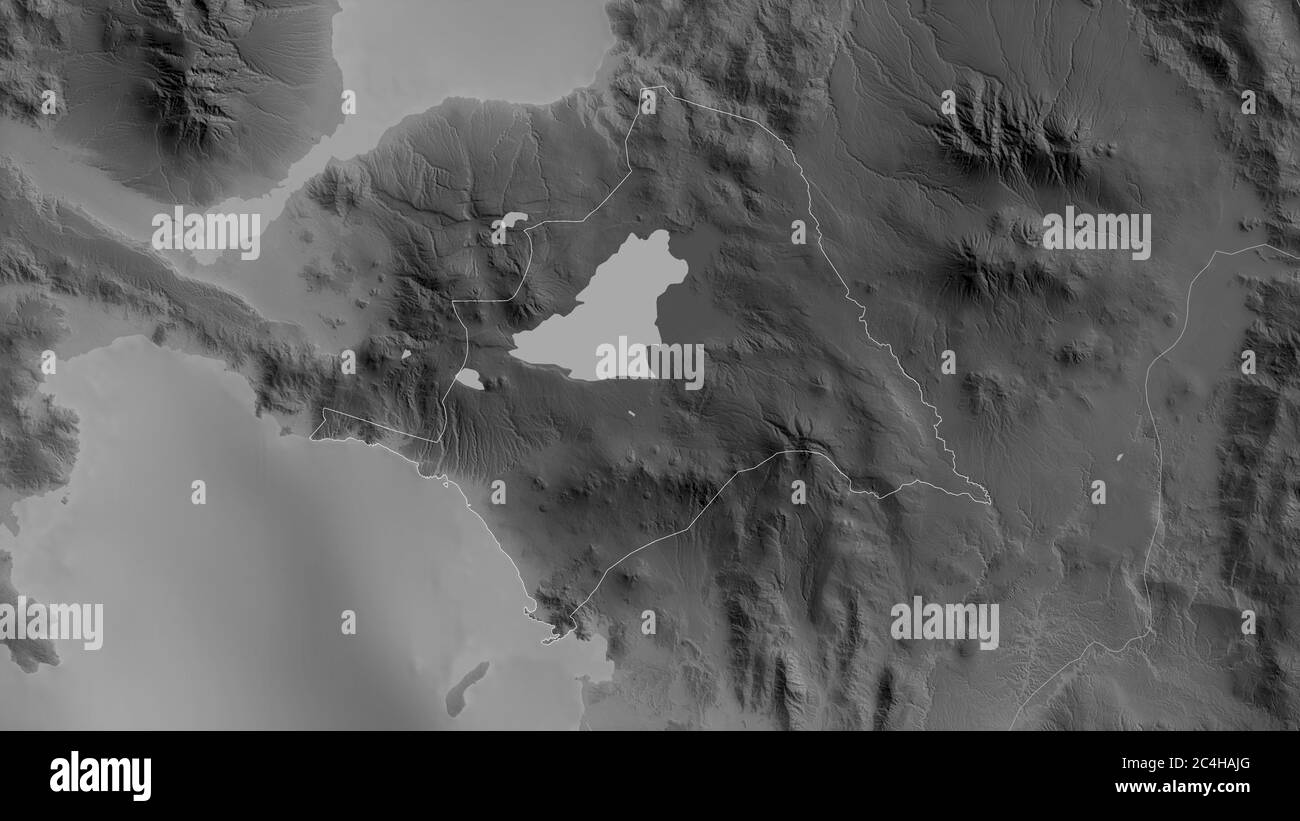 Lanao del Sur, province of Philippines. Grayscaled map with lakes and ...