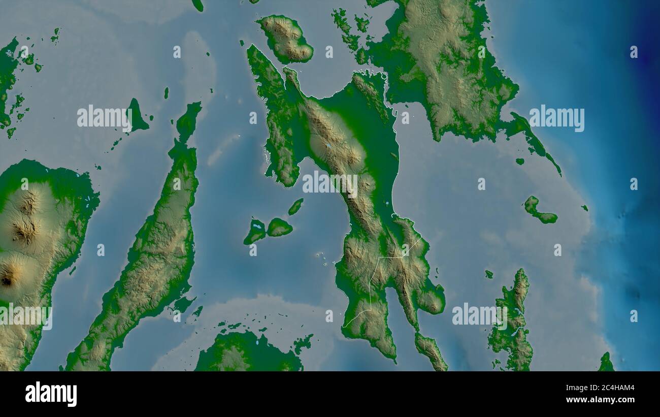 Leyte, province of Philippines. Colored shader data with lakes and ...