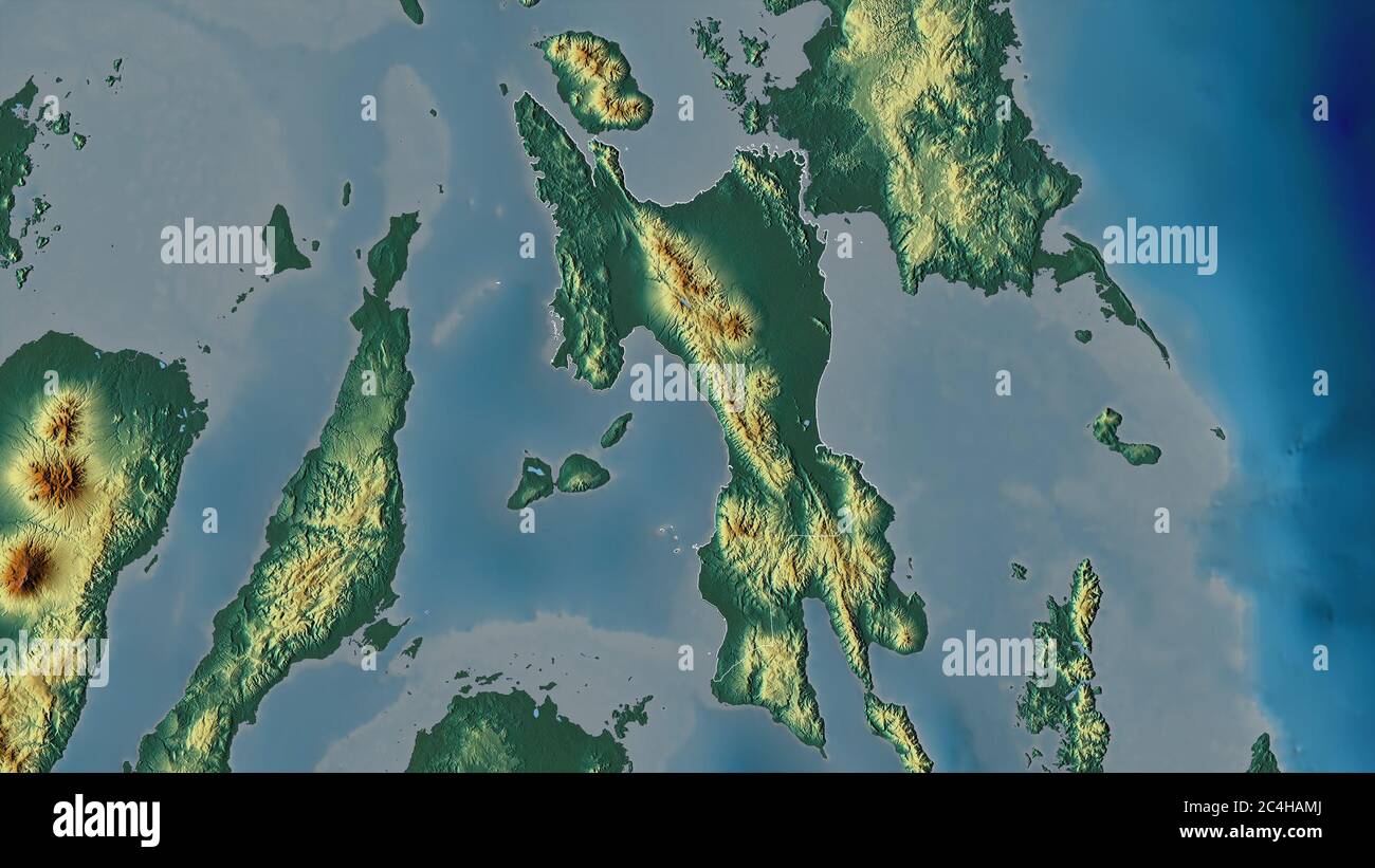 Leyte, province of Philippines. Colored relief with lakes and rivers ...