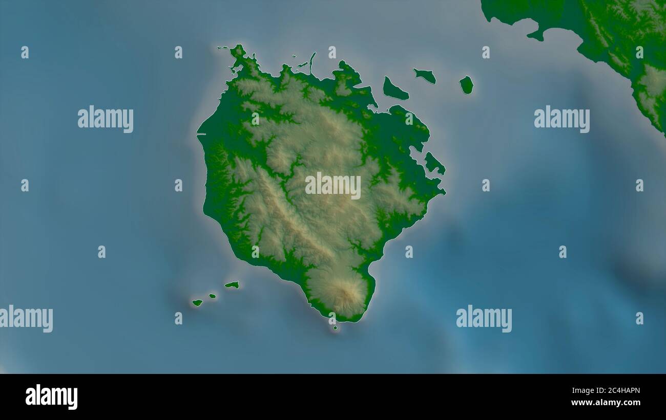 Marinduque, province of Philippines. Colored shader data with lakes and ...