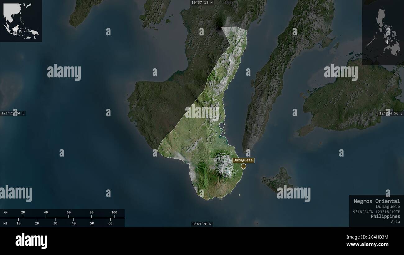 Negros Oriental, province of Philippines. Satellite imagery. Shape ...