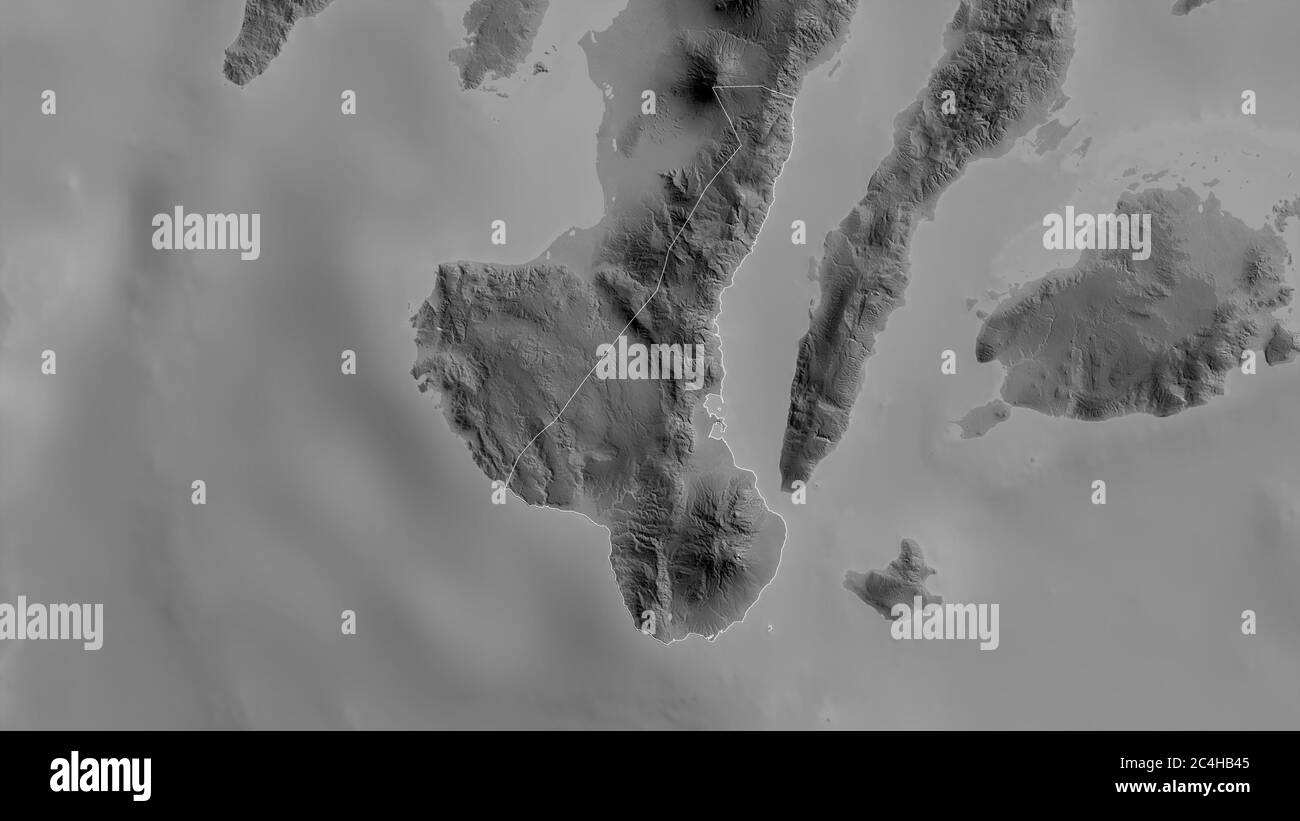 Negros Oriental, province of Philippines. Grayscaled map with lakes and ...