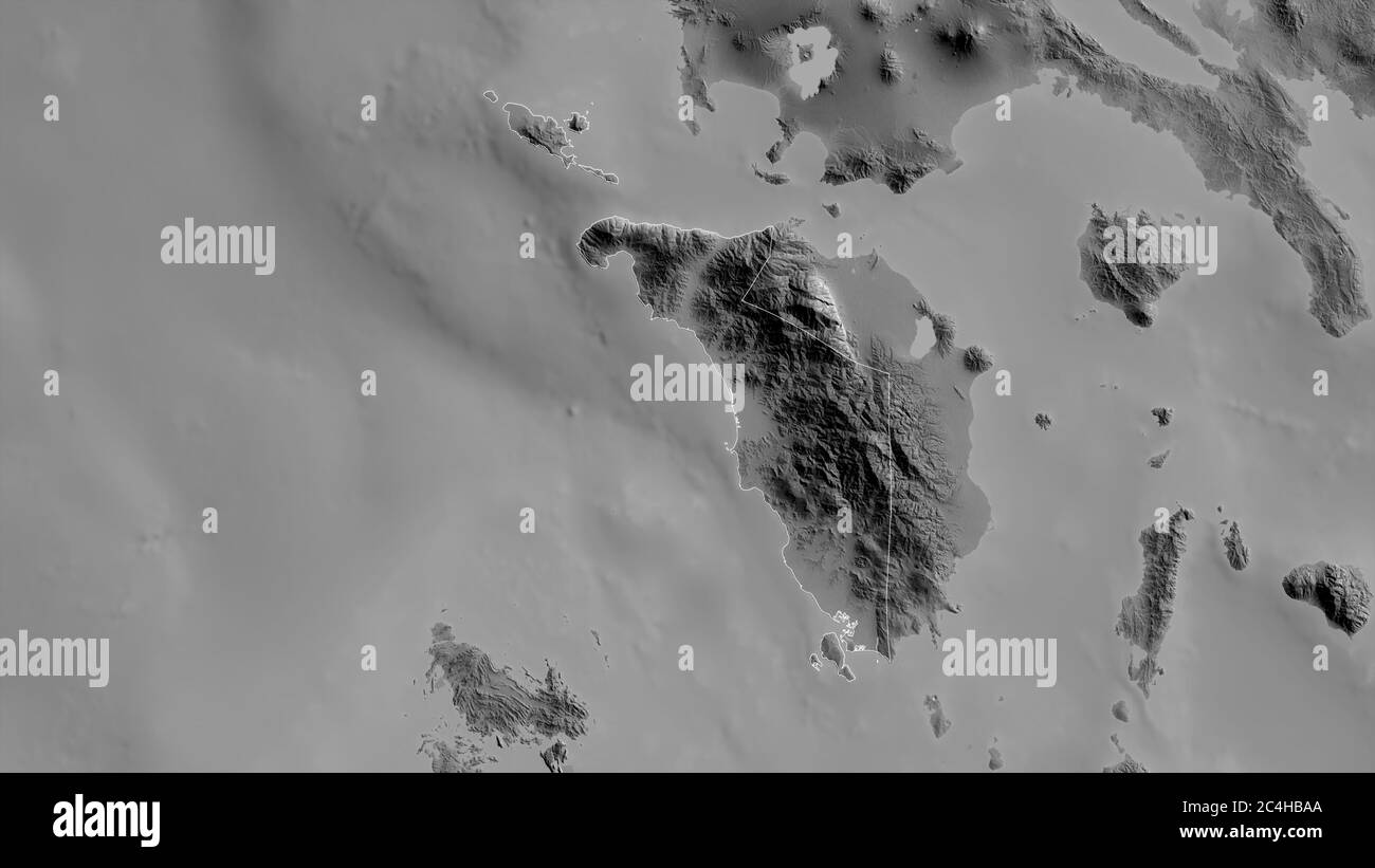 Occidental Mindoro, province of Philippines. Grayscaled map with lakes ...