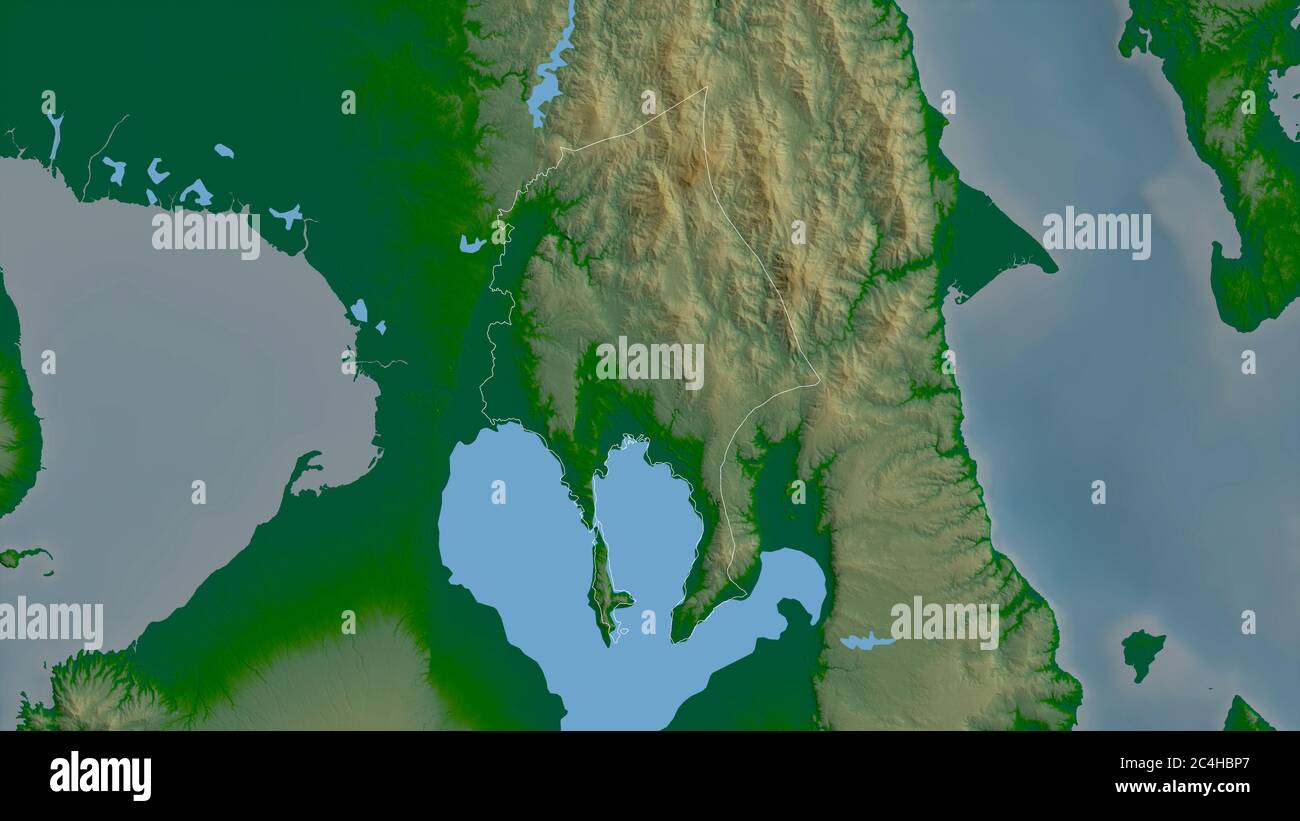 Rizal, province of Philippines. Colored shader data with lakes and ...