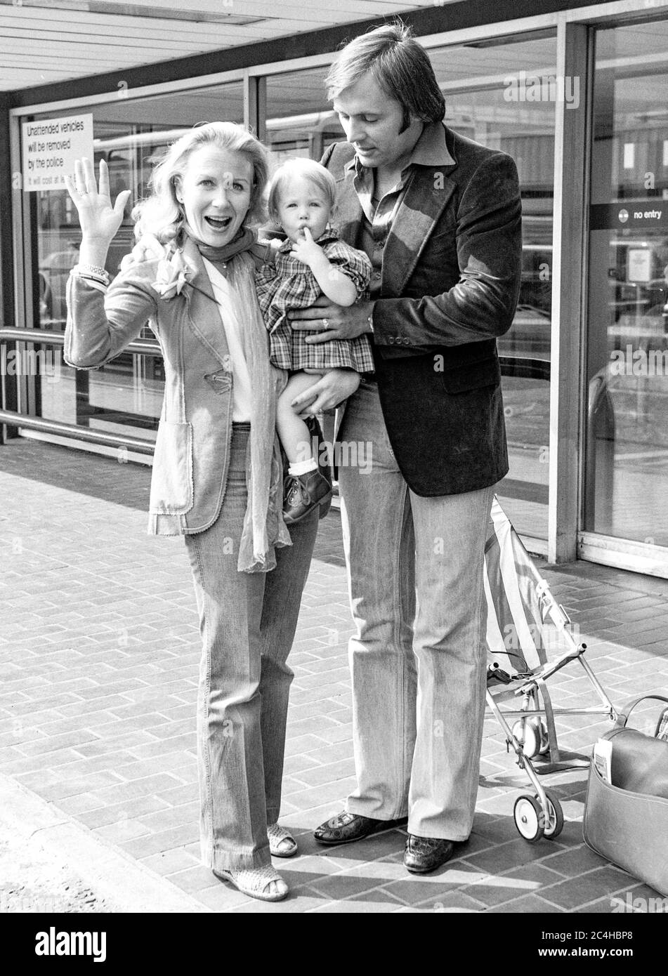 British actress Juliet Mills with husband Michael Miklenda and one year ...