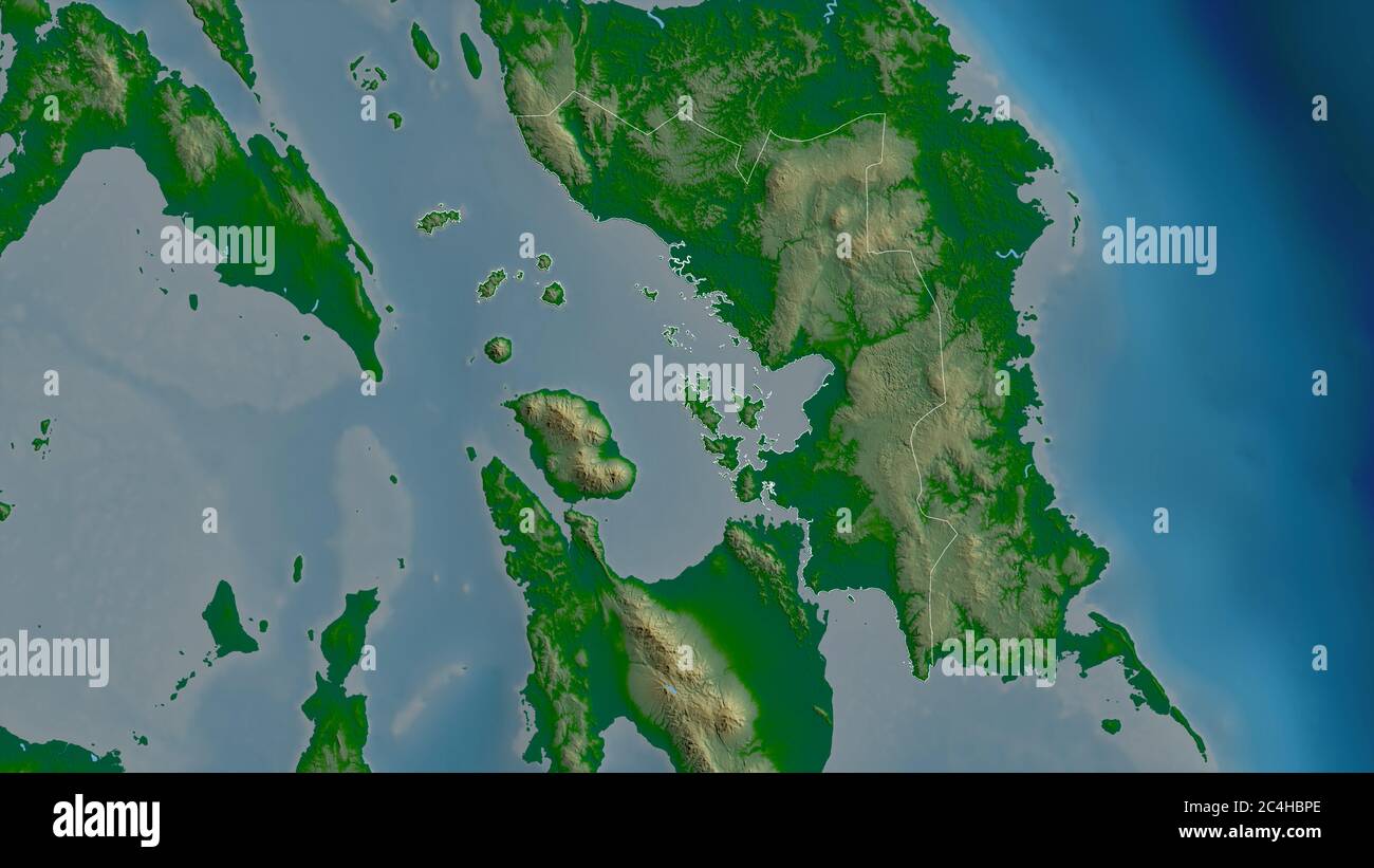 Samar, province of Philippines. Colored shader data with lakes and ...