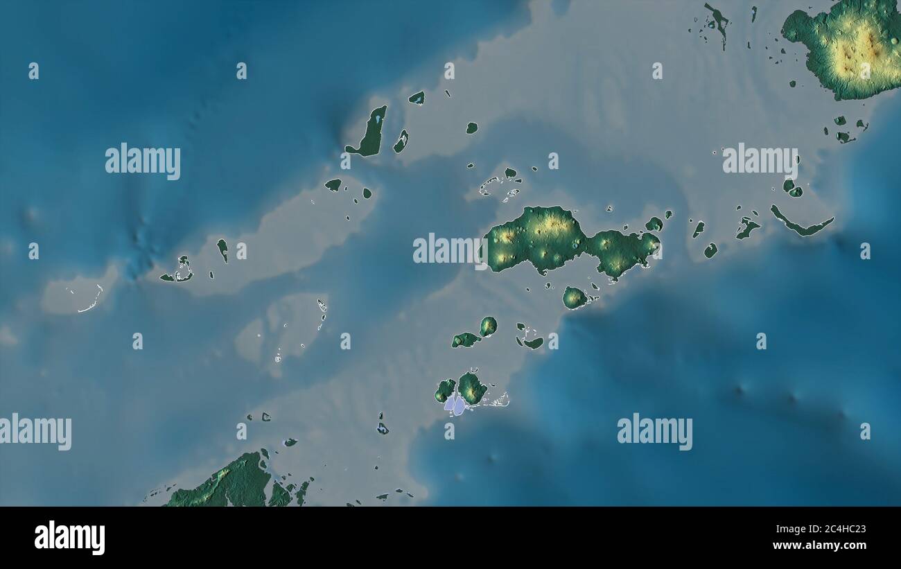 Sulu, province of Philippines. Colored relief with lakes and rivers ...