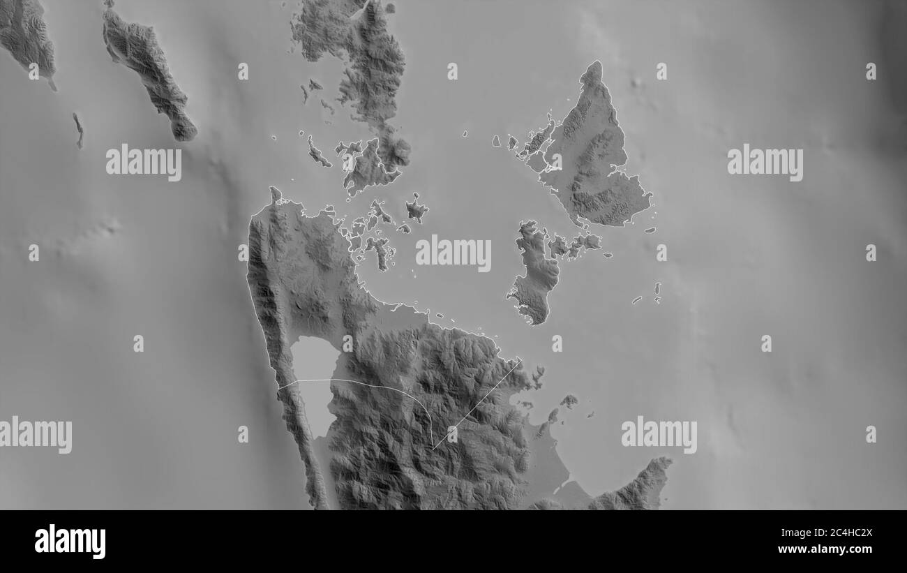 Surigao del Norte, province of Philippines. Grayscaled map with lakes ...