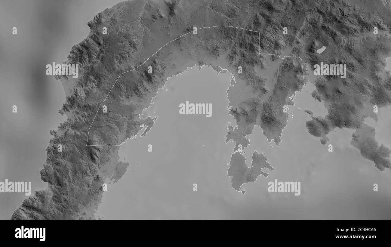 Zamboanga Sibugay, province of Philippines. Grayscaled map with lakes ...