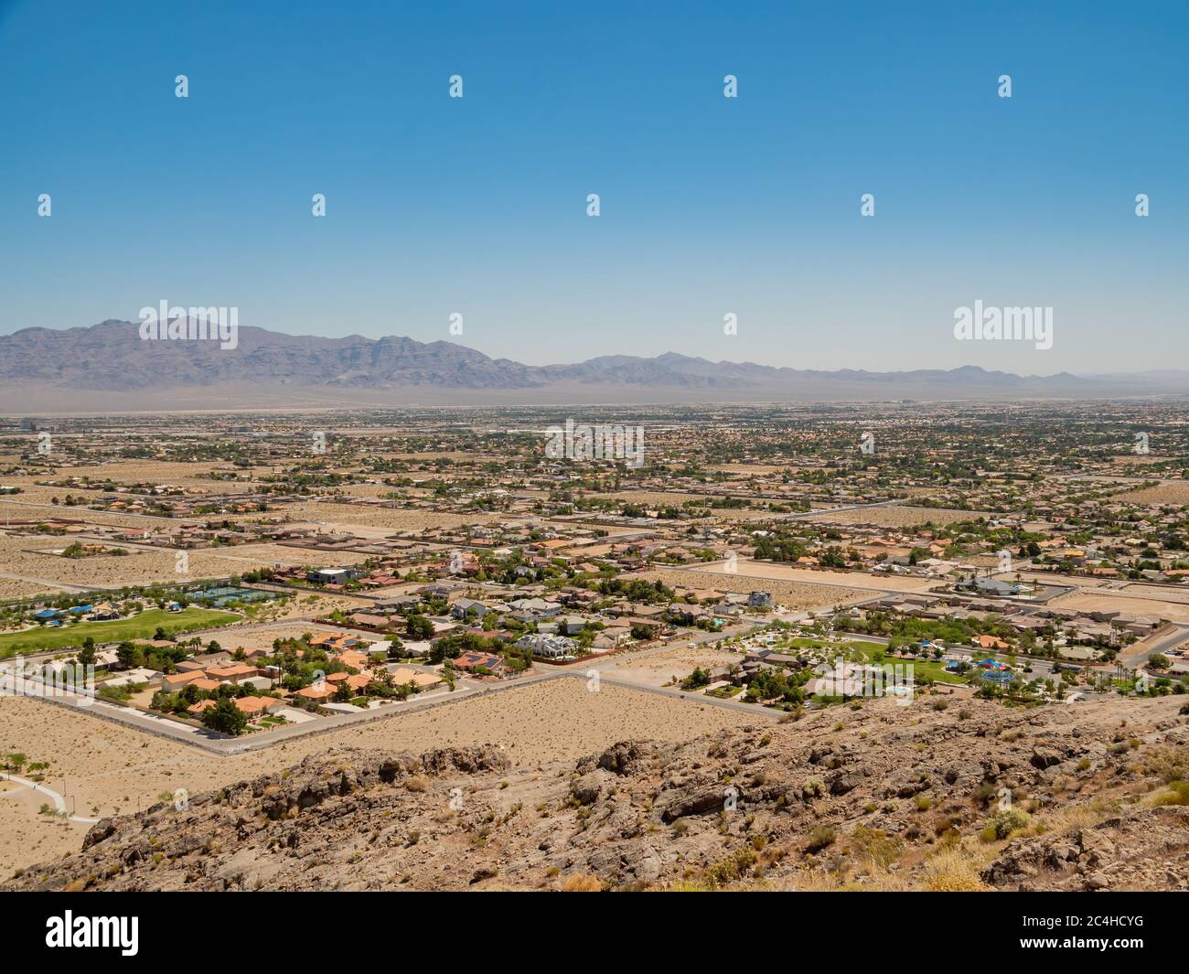 Aerial view of some cityscape from Lone Mountain at Las Vegas, Nevada ...