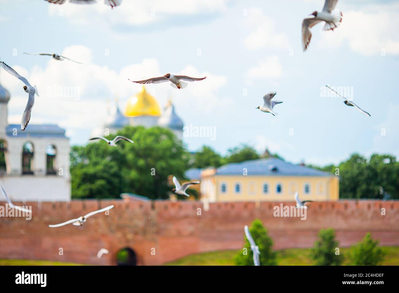Veliky Novgorod, Russia. Novgorod Kremlin at Volkhov River Stock Photo ...
