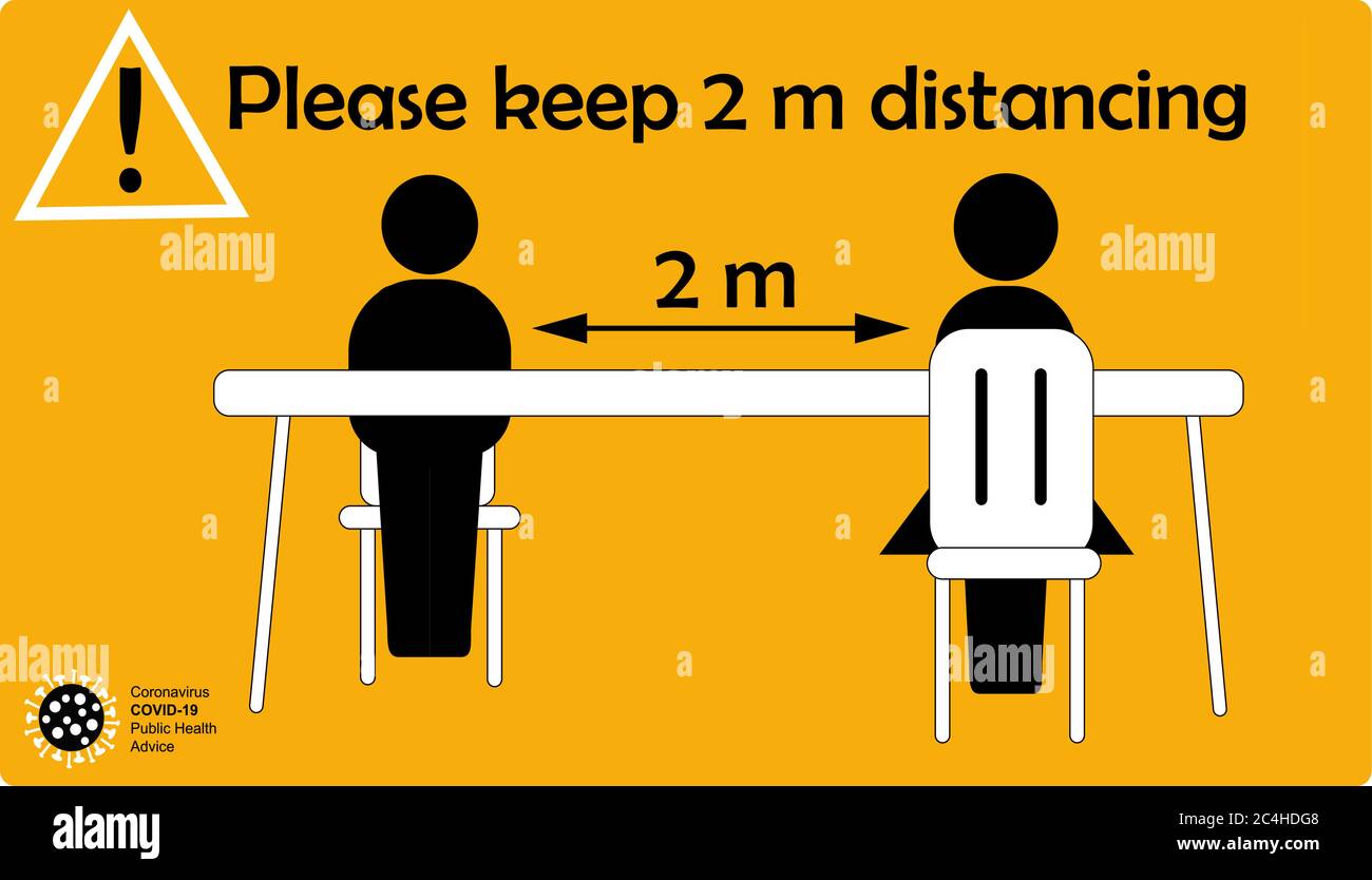 A poster asking you to keep your distance during office meetings Stock ...