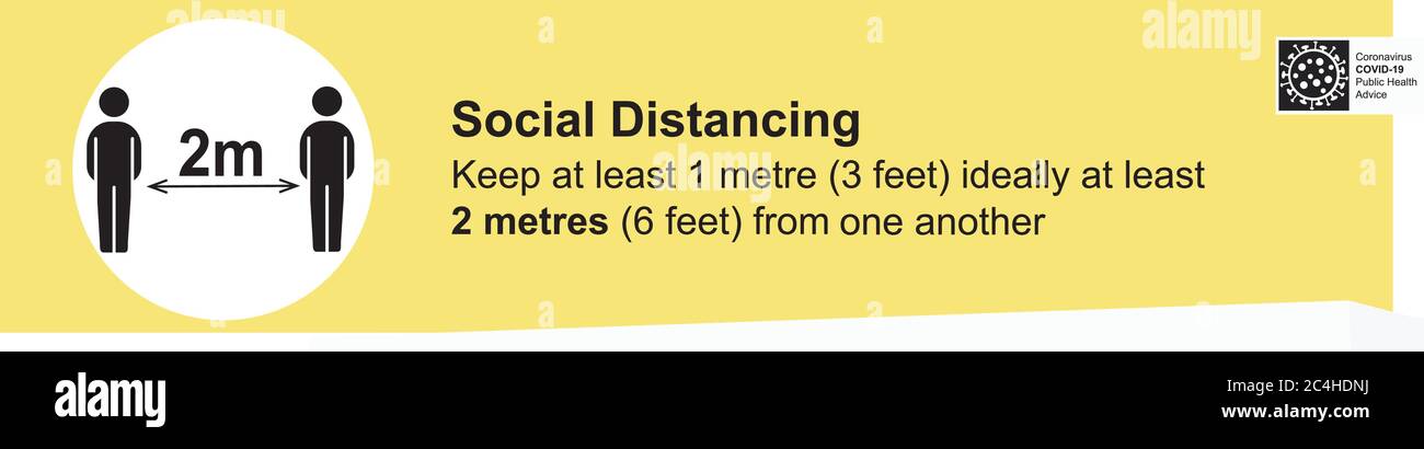 A poster asking you to keep your distance during office meetings Stock ...