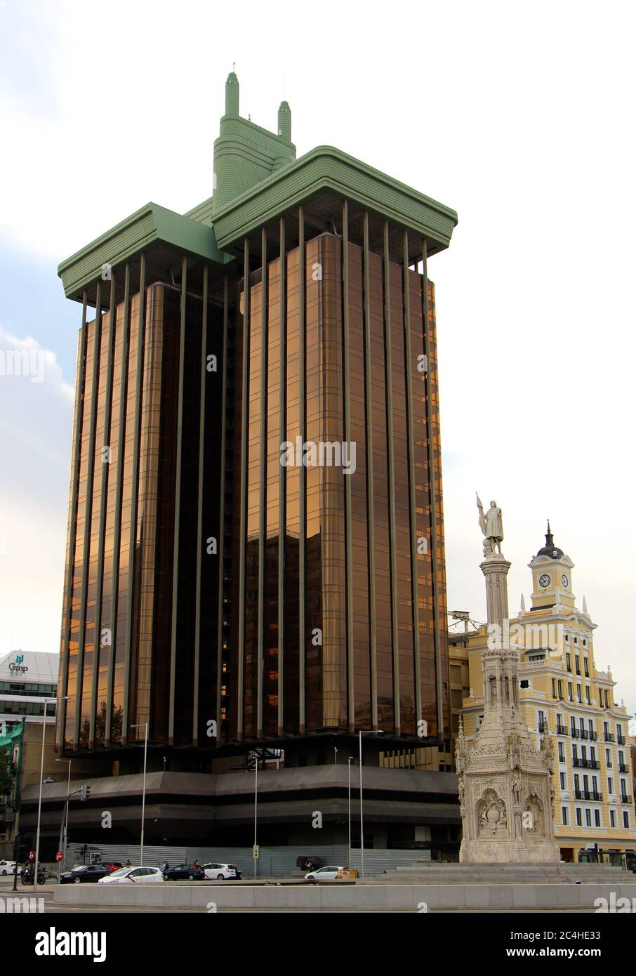 Torres de Colon building Towers of Columbus with the monument to ...