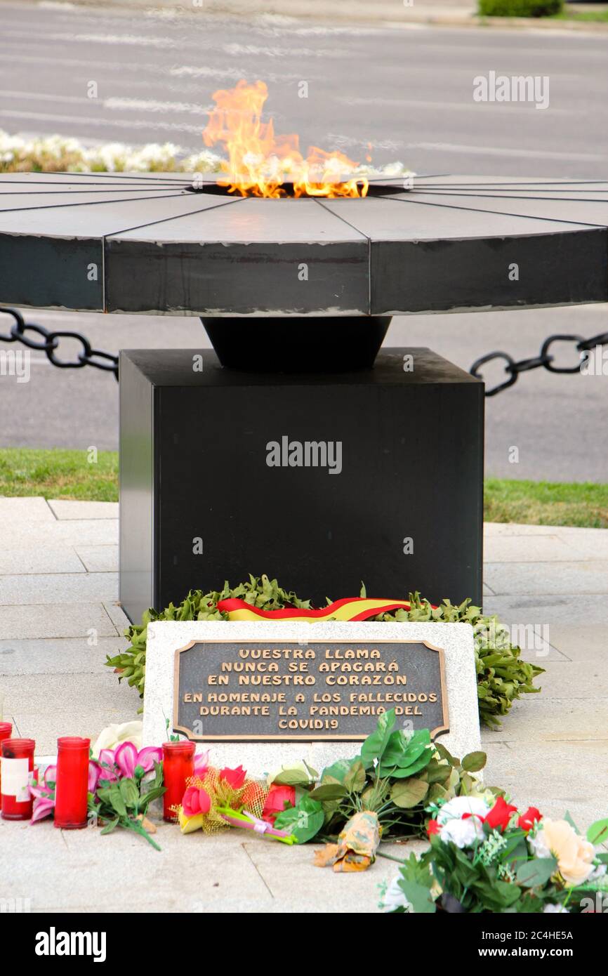 Eternal flame tribute to the victims of Covid-19 in the centre of ...
