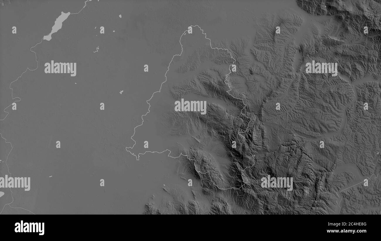 Bihor, county of Romania. Grayscaled map with lakes and rivers. Shape ...