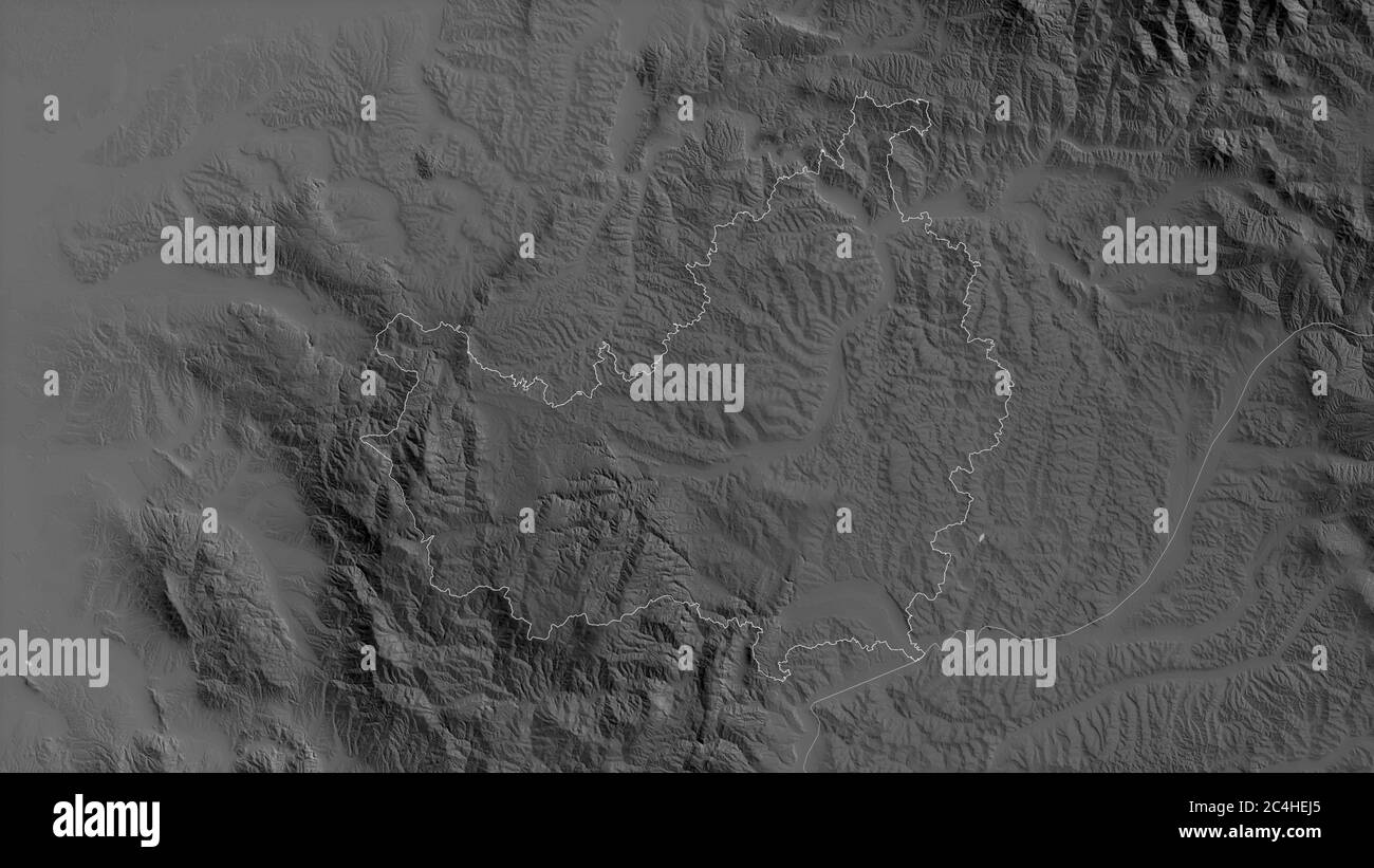 Cluj, county of Romania. Grayscaled map with lakes and rivers. Shape ...